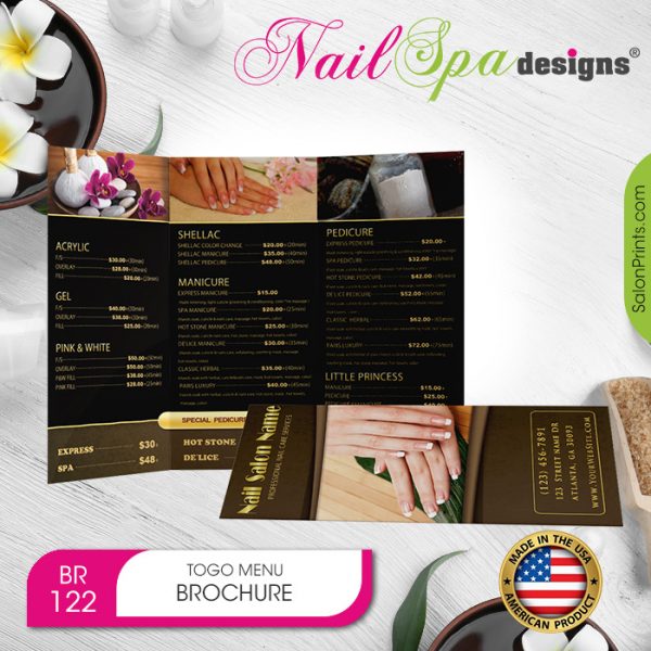 Togo Menu TriFold Brochure Nail Spa NSD-BR122 - 911Prints || 24hr ...